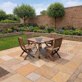 Melton Rippon Buff Premium Indian Sandstone - Mixed Patio Pack - Riven ...